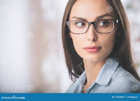 Beautiful Woman In Glasses Stock Image Image Of Businesswoman 77203851