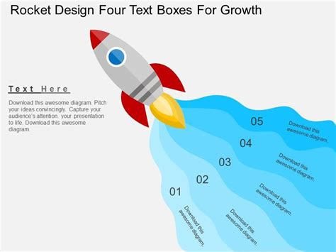 Si Rocket Design Four Text Boxes For Growth Flat Powerpoint Design PowerPoint Slide Template