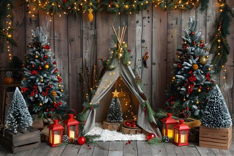 Christmas Trees Lights Tiny Tent Backdrop Rr8 9