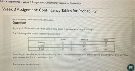 Solved 05 Assignments Week 3 Assignment Contingency Tables