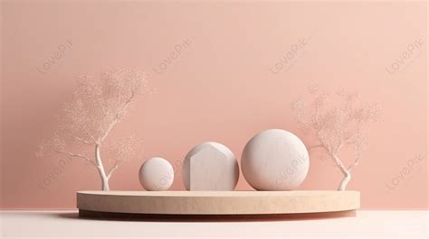 제품 매력 강화 자연에서 영감을 받은 요소가 포함된 파스텔 배경의 고품질 3d 렌더링 연단 및 스탠드 디스플레이 연단 배경 3d 요소 배경 요소 배경 이미지 Hd
