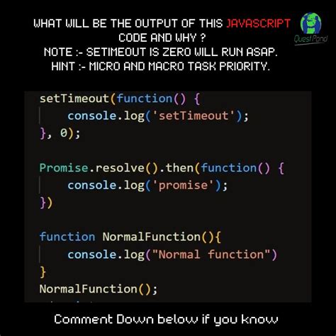 Quest Pond On Linkedin Javascript Modaypost Javascriptcode Quiz