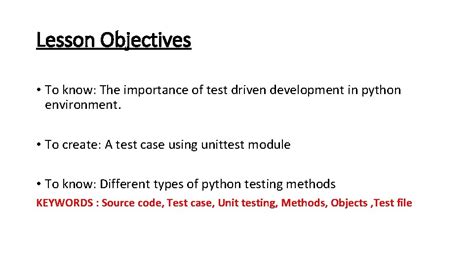 Testing In Python Environment By Mr Siva Starter