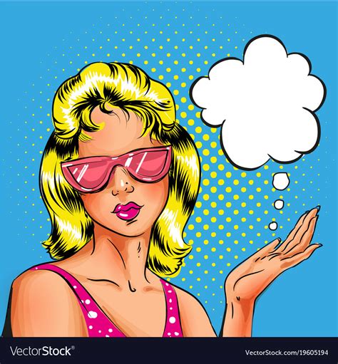 Pop Art Woman In Pink Sunglasses Royalty Free Vector Image