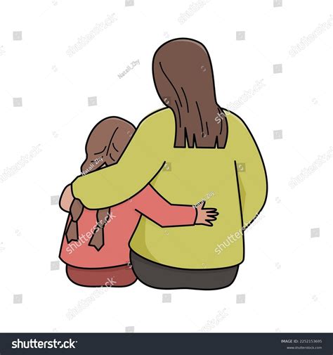 Mother Hugging Her Daughter Back View Stock Vector Royalty Free 2252153695 Shutterstock