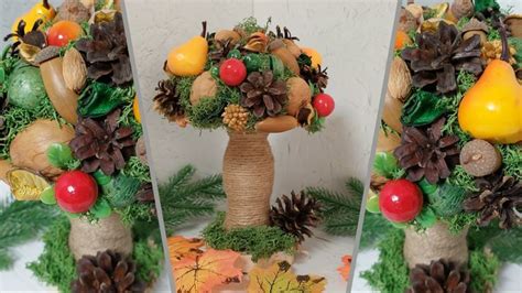 Осенние поделки для детей Гриб из природного материала Мастер класс Holiday Decor Christmas