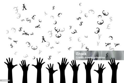 통화를 비행 손 흩어진 요소의 벡터 장식 모노크롬 절연 실루엣 개념 적 그림입니다 Charitable Foundation에 대한 스톡 벡터 아트 및 기타 이미지