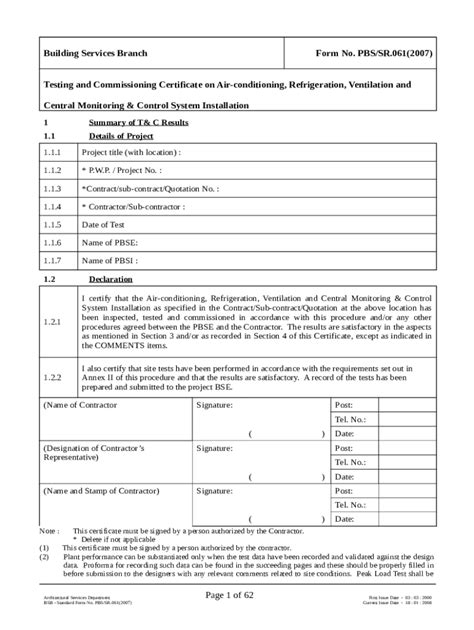 Testing And Commissioning Certificate Doc Template Pdffiller