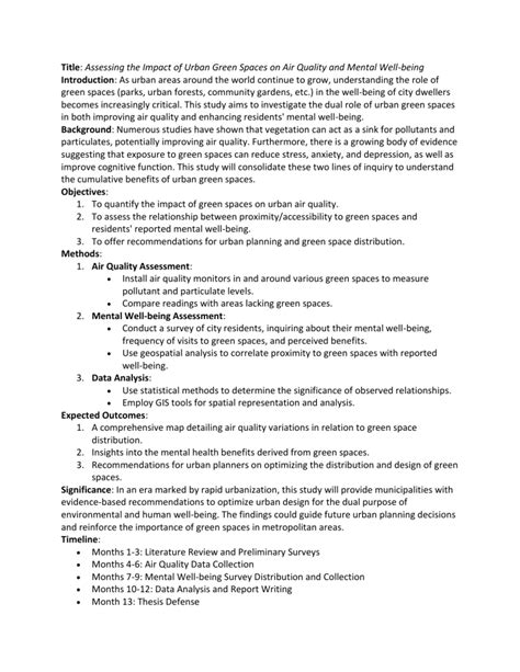 Urban Green Spaces Impact Air Quality Mental Well Being Study