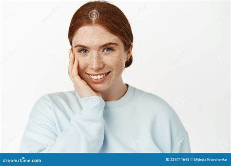 Women Beauty Tender And Feminine Redhead Girl Smiling White Teeth