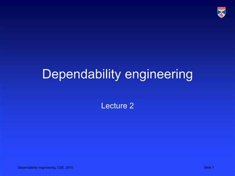 Dependability Engineering 2 Cs 5032 2012 Pptx