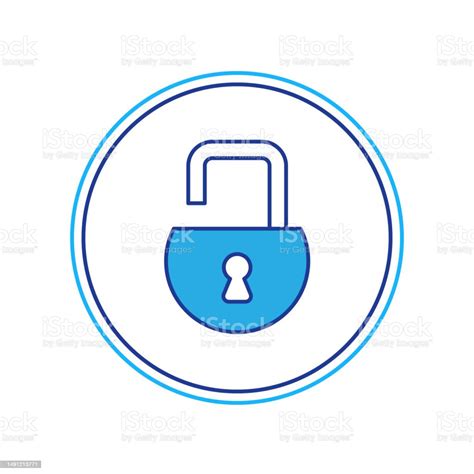 흰색 배경에 격리된 윤곽선 열기 자물쇠 아이콘입니다 잠금 표지판을 열었습니다 사이버 보안 개념 디지털 데이터 보호 벡터 가득