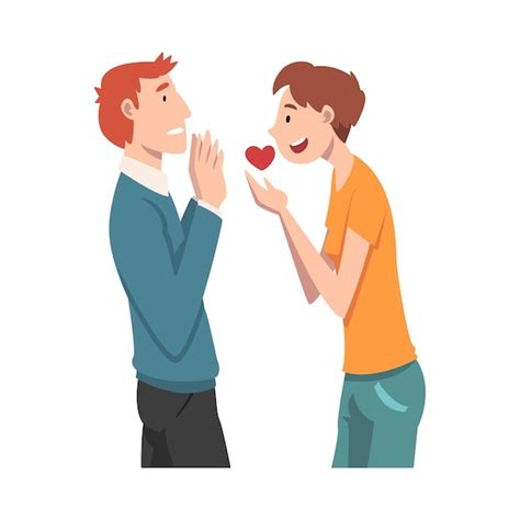 Premium Vector Guy Offers His Heart To The Guy Undivided Love Vector