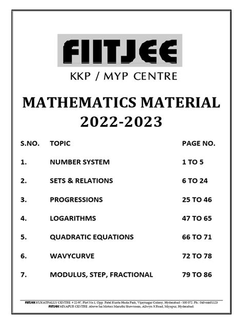 Mathematics Foundation Material 2022 23 Pdf Set Mathematics