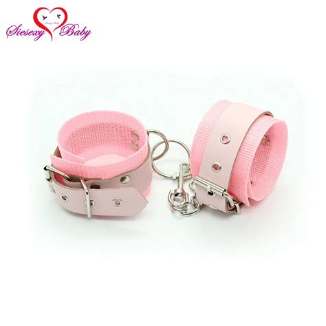 Pair Pink Soft Faux Leather Handcuffs Restraints Sex Bondage Sex Products Ankle Cuffs Bondage