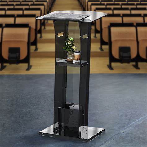 Dextrus Clear Acrylic Podium Stand 47 Inches Podium Pulpit With Handle