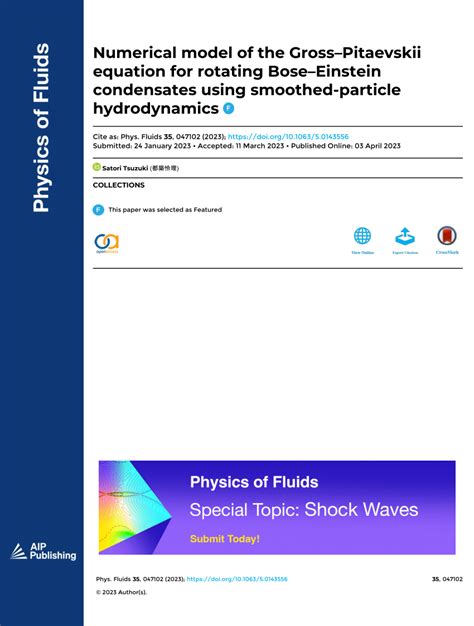 Pdf Numerical Model Of The Gross Pitaevskii Equation For Rotating Bose Einstein Condensates