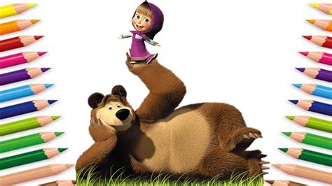 رسم اطفال ماشا والدب الرسم والتلوين Masha And The Bear Drawing