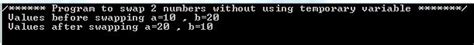 Swapping Two Variables Without Using Tempthird Variable And Using Temp