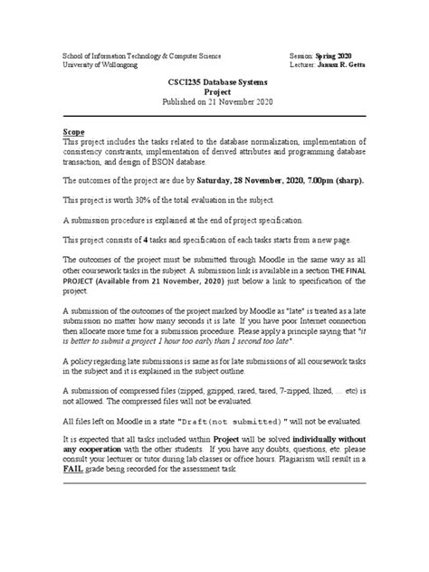 Csci235 Database Systems Project Pdf Relational Database Databases