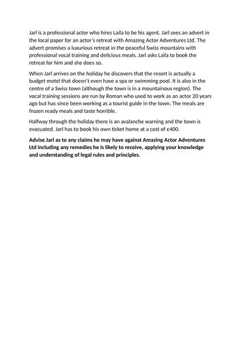 A Level Law Contract Law Scenario Question Bundle Eduqas Teaching Resources