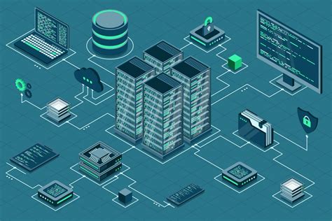 Computer Technology Isometric Illustration Computation Of Big Data