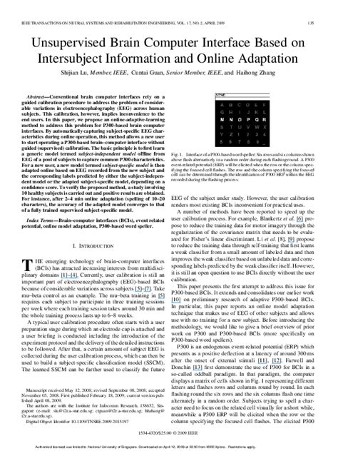 pdf unsupervised brain computer interface based on intersubject