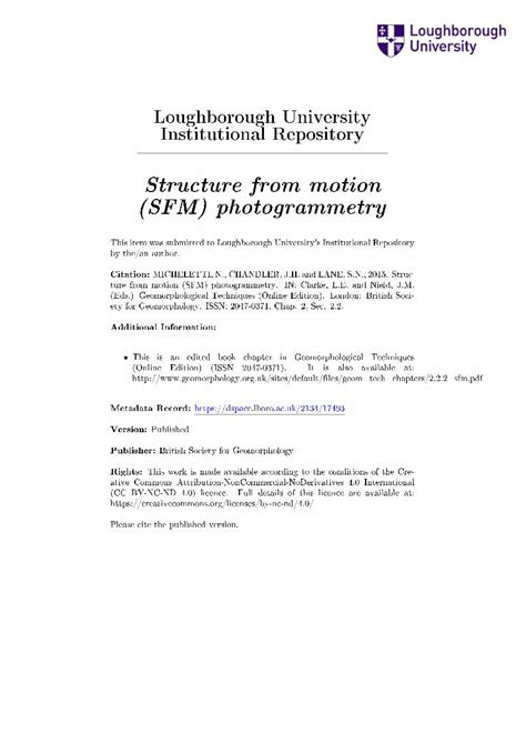 Pdf Structure From Motion Sfm Photogrammetry · Structure From
