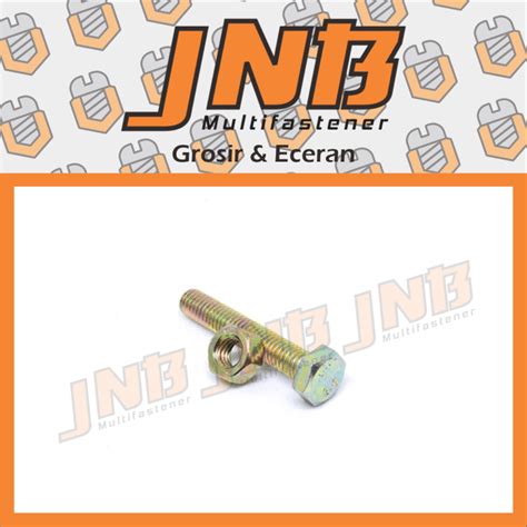 Baut Mur Kuning M6 X 100 Kunci 10 Drat 1 00 Baud Hex Umum Set Dengan Mur M 6 Lazada Indonesia