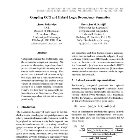 Coupling Ccg And Hybrid Logic Dependency Semantics Acl Anthology