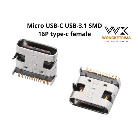 Jual SOKET Micro USB C USB 3 1 SMD 16P Type C Female Socket Shopee Indonesia