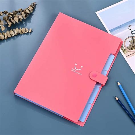 A4 Multi Layer Accordion Folder Cute Smiling File Organizer New Style Simple Accordion Bag