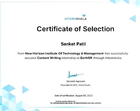 Sanket Patil On Linkedin Successfully Secured Internship At Earth5