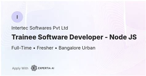 Trainee Software Developer Node Js Job Bangalore Urban Fresher
