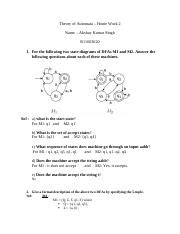 Theory Of Automata DFAs M1 And M2 Analysis Course Hero