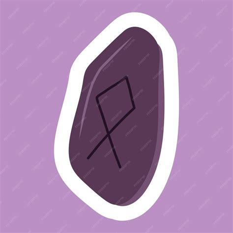 Premium Vector Black Stone With Odal Rune Stickeresoteric And Mystical Design Element