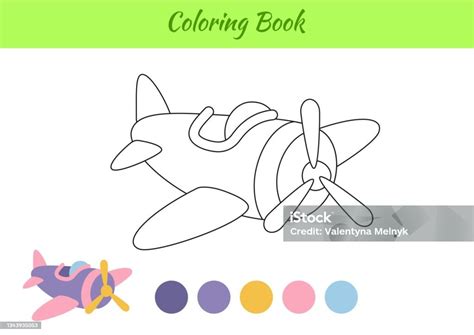 어린이를위한 색칠 페이지 비행기 유치원 년 어린이와 유아를위한 교육 활동 페이지 인쇄 가능한 워크시트입니다 만화 다채로운 벡터 일러스트레이션 0명에 대한 스톡 벡터 아트 및