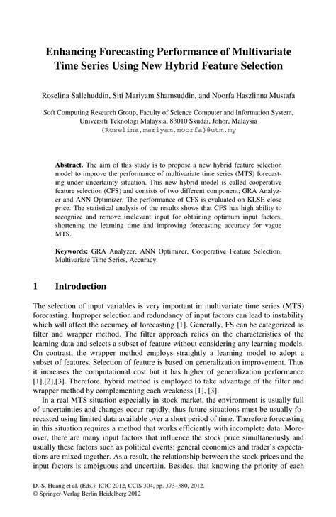 Pdf Enhancing Forecasting Performance Of Multivariate Time Series