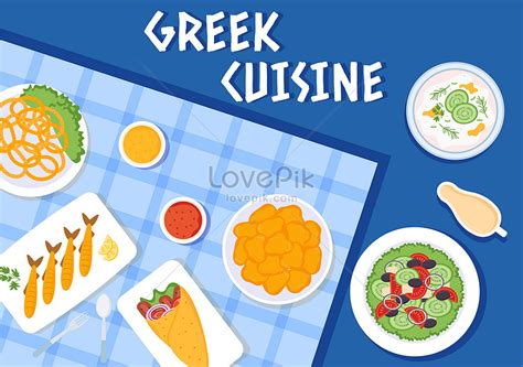 그리스 요리 레스토랑 그림 일러스트 무료 다운로드 Lovepik