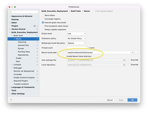 Getting Invalid Maven Home Directory In Intellij With Maven Installed Via Brew Stack Overflow