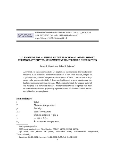 Pdf 2d Problem For A Sphere In The Fractional Order Theory