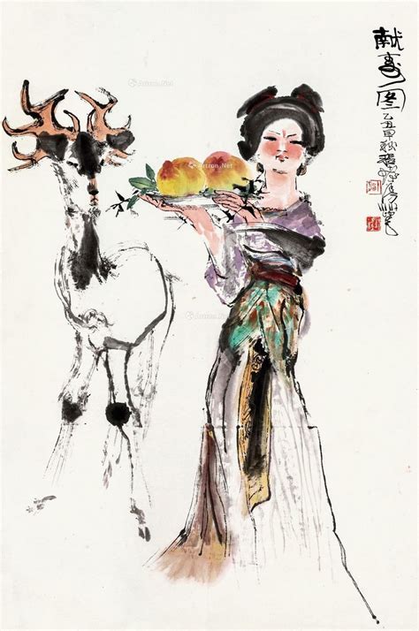 程十发 献寿图上海嘉禾 2015秋拍暨五周年庆拍卖会上海嘉禾拍品价格图片拍卖专场拍卖会预展拍卖会结果卓克拍卖频道