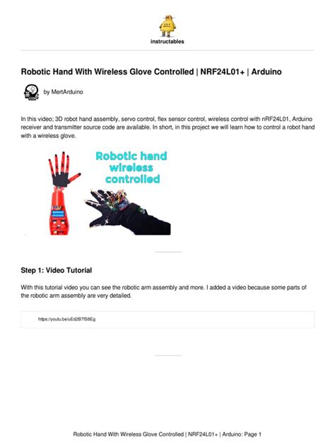 Robotic Hand With Wireless Glove Controlled Nrf24l Pdf Arduino