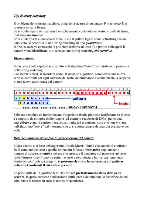 16 Algoritmo Kmp Per Lo String Matching Tipi Di String Matching Il