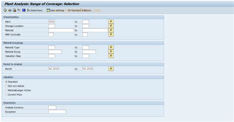 MC SAP Tcode INVCO Plant Anal Selection Coverage
