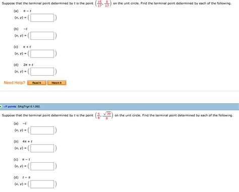 Solved Suppose That The Terminal Point Determined By T Is Chegg