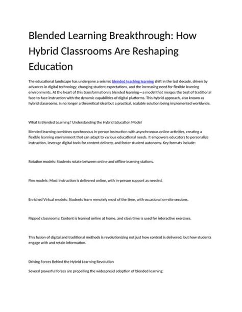 Blended Learning Models For Holistic Learning Pdf