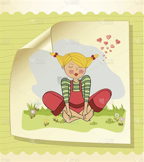 浪漫的女孩赤脚坐在草地上