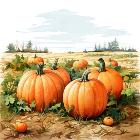 Pumpkin Patch Stock Illustration Illustration Of Watercolor 328681538