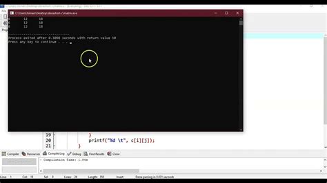 c program matrix multiplication for beginners 2 dimension array youtube